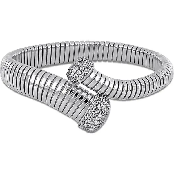 JULIANNA B. Cubic Zirconia Bypass Bangle Bracelet - Sterling Silver