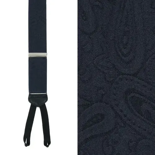 Trafalgar Banbury Paisley Silk Suspenders - Black