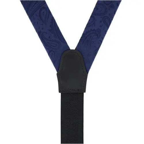 Trafalgar Banbury Paisley Silk Suspenders - Navy Blue