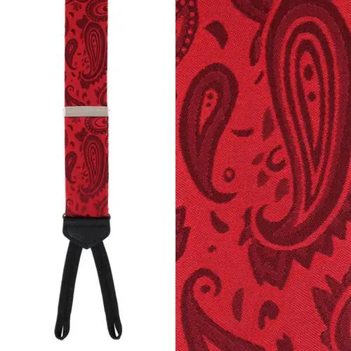 Trafalgar Banbury Paisley Silk Suspenders - Red