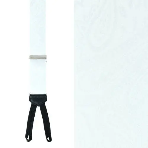 Trafalgar Banbury Paisley Silk Suspenders - White