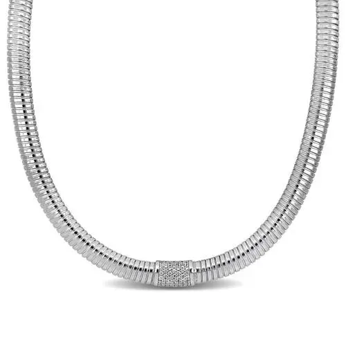 JULIANNA B. Cubic Zirconia Bombe Omega Necklace - Sterling Silver
