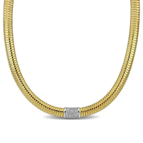 JULIANNA B. Cubic Zirconia Bombe Omega Necklace - Yellow-plated