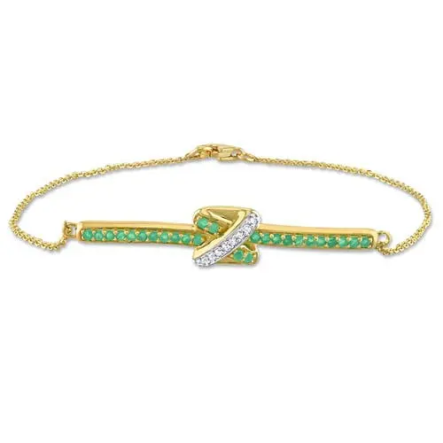 JULIANNA B. Gemstone & Diamond Crossover Bracelet - Emerald