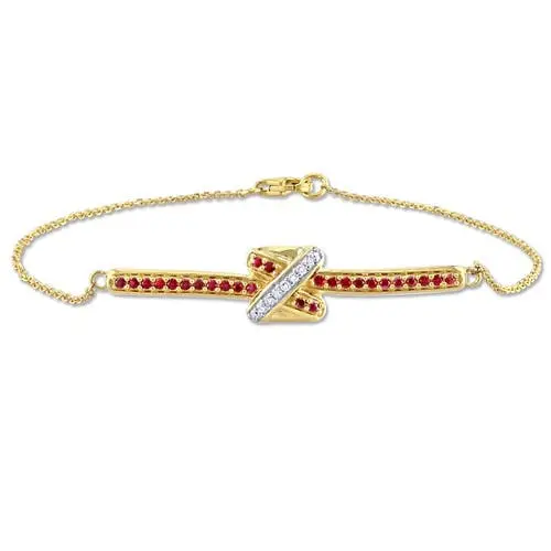 JULIANNA B. Gemstone & Diamond Crossover Bracelet - Ruby
