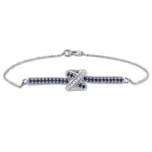 JULIANNA B. Gemstone & Diamond Crossover Bracelet - Sapphire/white Gold