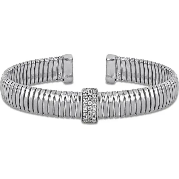 JULIANNA B. Cubic Zirconia Omega Bangle Bracelet - Sterling Silver