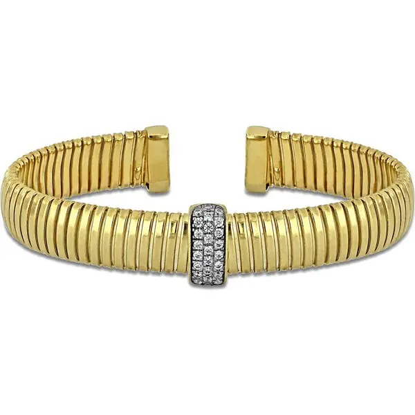JULIANNA B. Cubic Zirconia Omega Bangle Bracelet - Yellow-plated