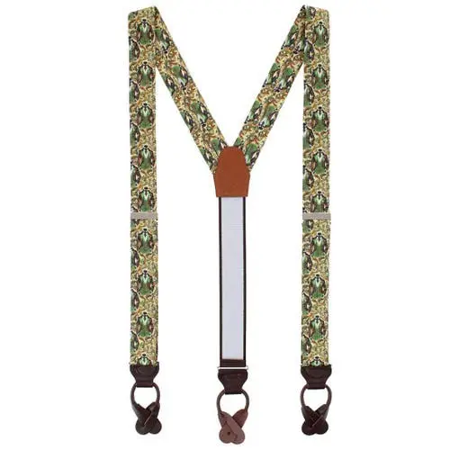Trafalgar Shall We Dance Silk Novelty Button End Suspenders - Green