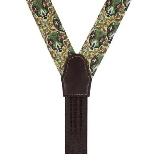 Trafalgar Shall We Dance Silk Novelty Button End Suspenders - Green