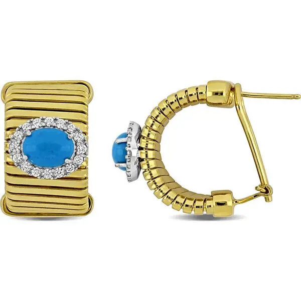 JULIANNA B. Cubic Zirconia And Hoop Earrings - Turquoise