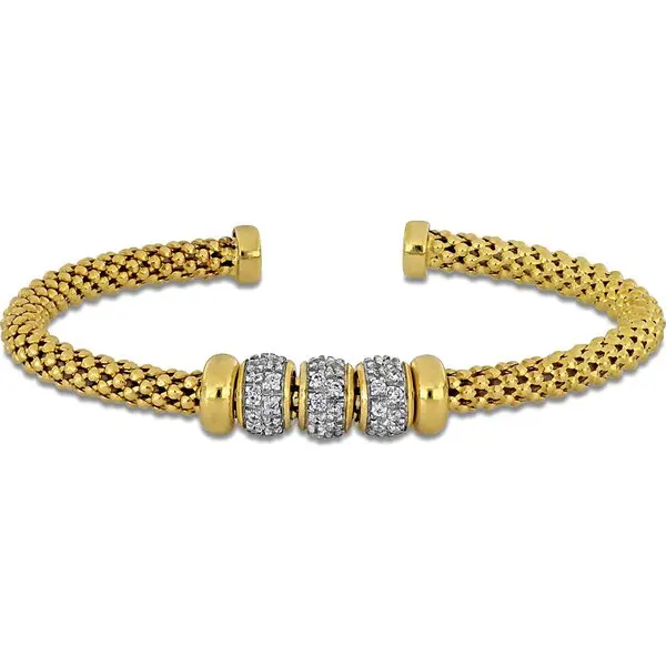 JULIANNA B. Cubic Zirconia Popcorn Bangle Bracelet - Yellow-plated