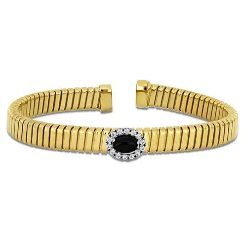 JULIANNA B. Stone & Cubic Zirconia Bangle Bracelet - Black Onyx