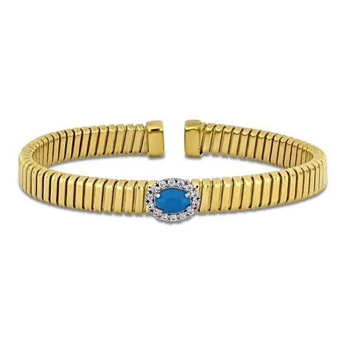 JULIANNA B. Stone & Cubic Zirconia Bangle Bracelet - Turquoise