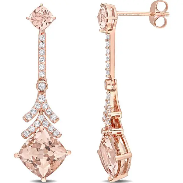 JULIANNA B. 10k Rose Gold White Topaz And Drop Earrings - Morganite