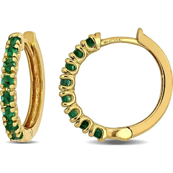 JULIANNA B. 14k Yellow Gold Hoop Earrings - Emerald
