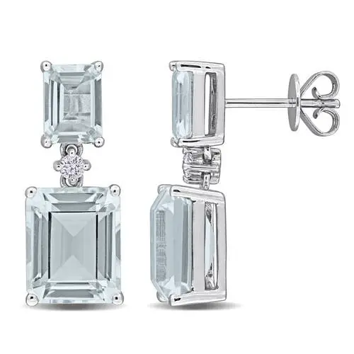JULIANNA B. 14k White Gold And Diamond Drop Earrings - Aquamarine