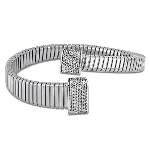 JULIANNA B. Cubic Zirconia Bypass Bangle Bracelet - Sterling Silver