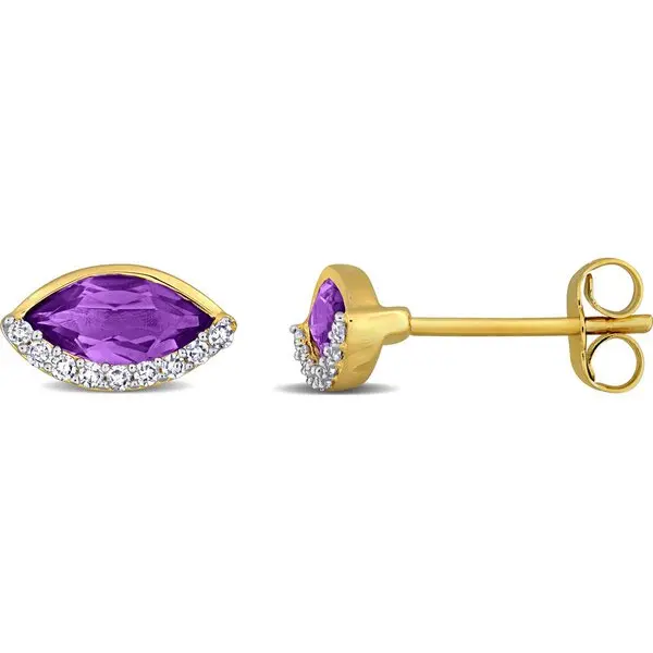 JULIANNA B. Diamond And Marquise Stud Earrings - Amethyst