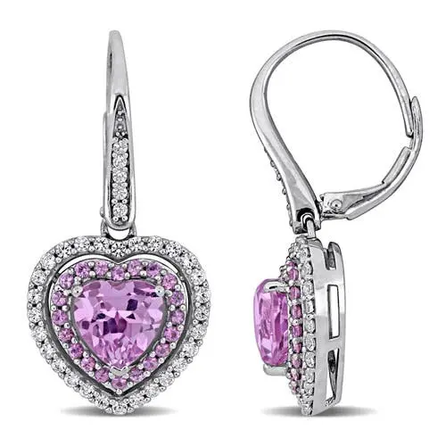 JULIANNA B. Sapphire Heart Earrings - Pink Sapphire