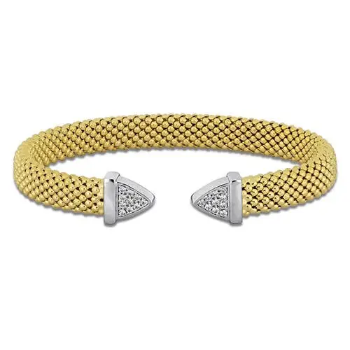 JULIANNA B. Cubic Zirconia Popcorn Bangle Bracelet - Yellow-plated