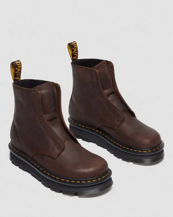 Dr. Martens Zebzag Laceless Leather Boots - Brown