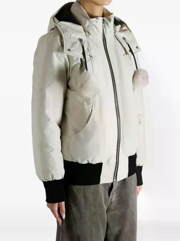 Moose Knuckles Hooded Jacket With Pompom Details - White