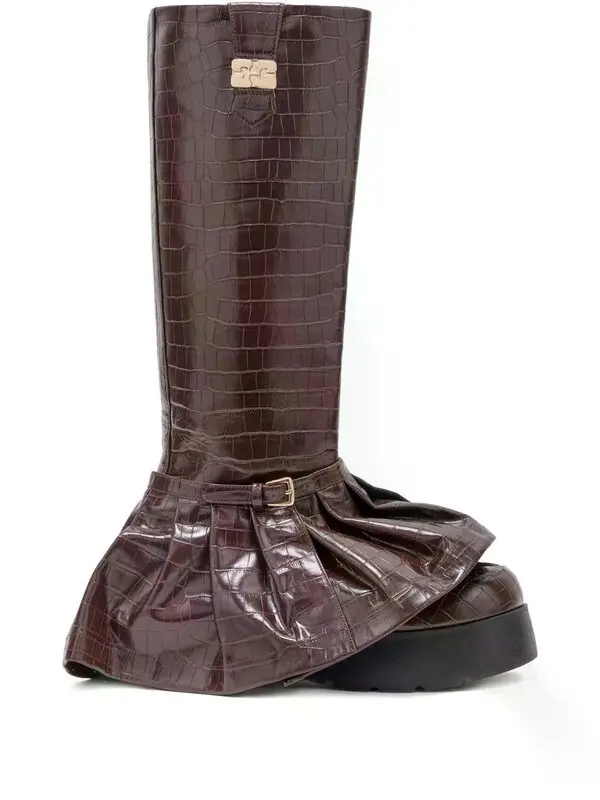 GANNI Embossed Boots - Red