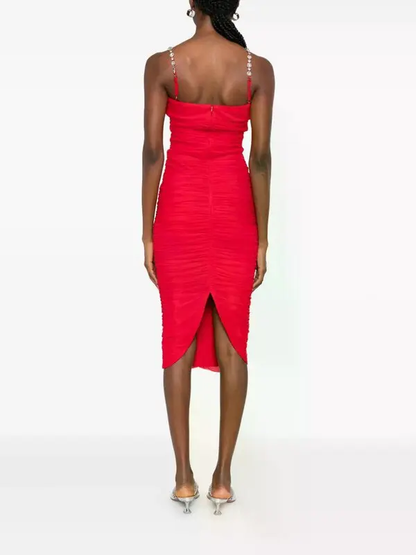 NISSA Crystal-embellished Ruched Dress