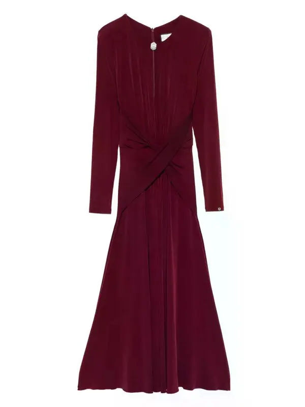 NISSA Twisted-front A-line Dress - Red