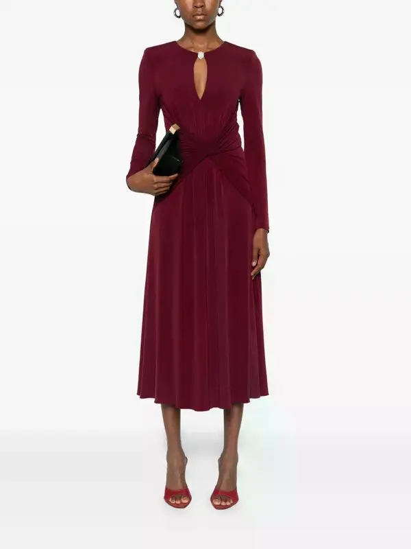 NISSA Twisted-front A-line Dress - Red