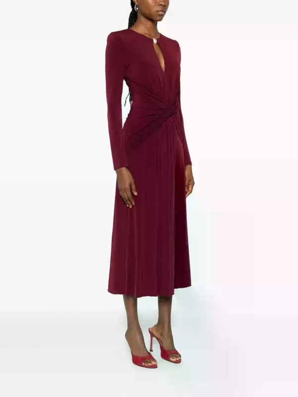 NISSA Twisted-front A-line Dress - Red