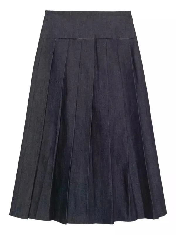 ALFIE Plissé-effect Denim Midi Skirt