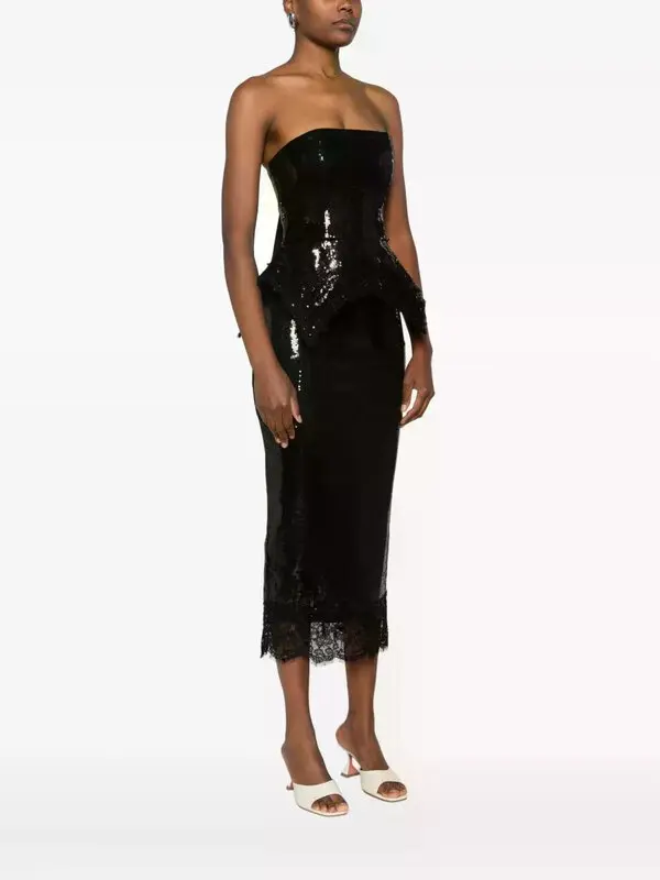 NISSA Sequin Strapless Peplum Top