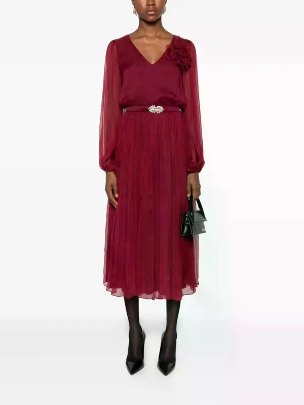 NISSA Floral Embellished Belted Dress