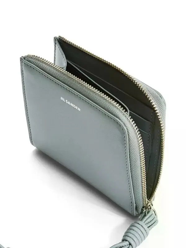 JIL SANDER Tangle Leather Card Holder - Grey
