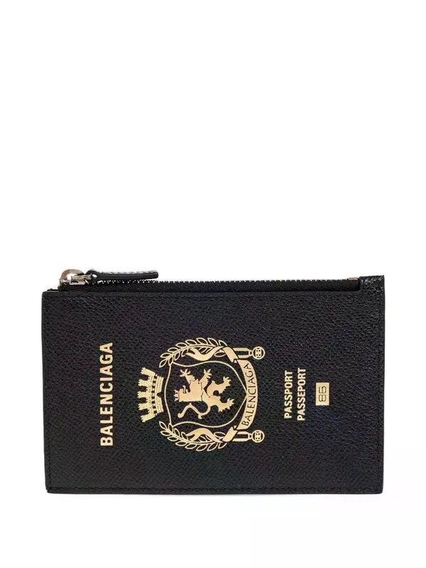 Balenciaga Zip Passport-graphic Card Holder - Black