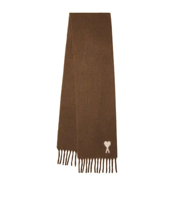 Ami Alpaca-blend Fringe Scarf - Brown