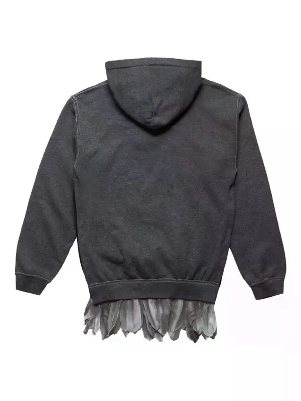 4SDESIGNS Feather Trim Hoodie - Grey
