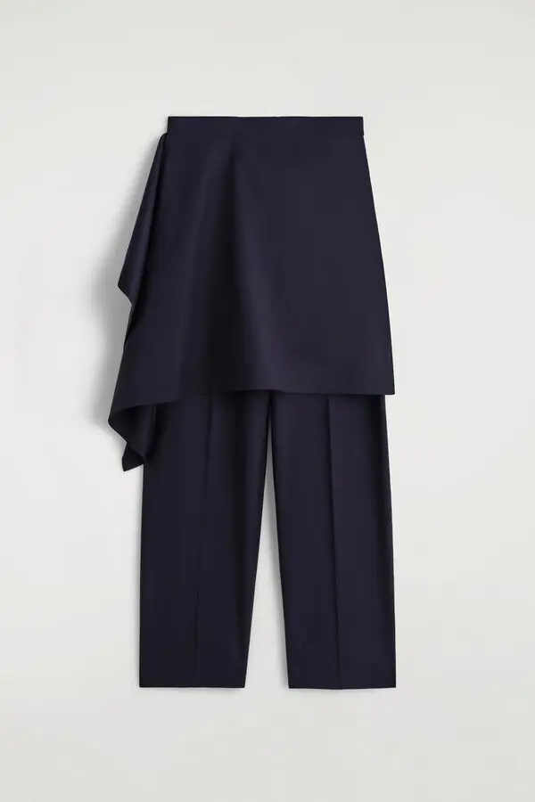 Cos Wool Skirt Pants - Navy