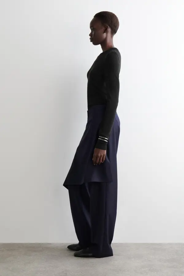 Cos Wool Skirt Pants - Navy