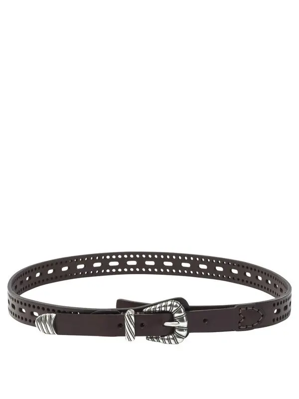 Etro Leather Belt With Perforated Detailing - Brown