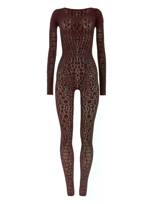Wolford Python-pattern Long-sleeve Jumpsuit - Brown