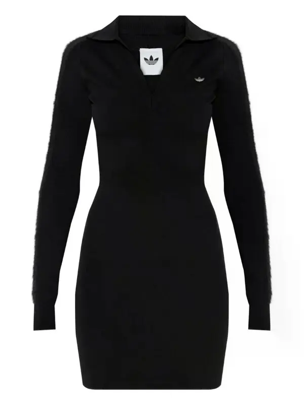 Adidas Long-Sleeve Polo-Collar Mini Dress - Black | Editorialist