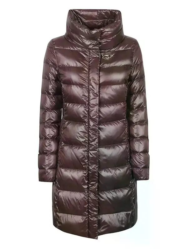FAY High-neck Quilted Coat - Brown
