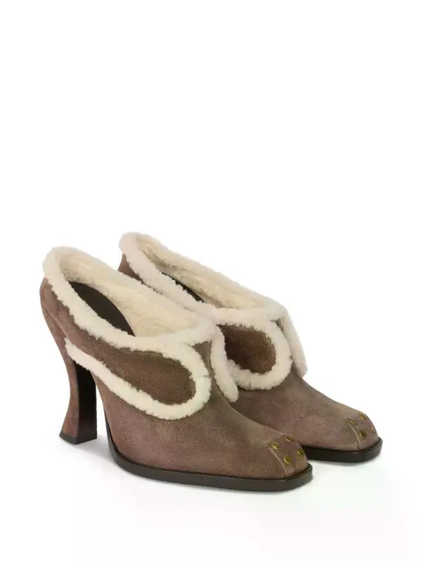 Etro 105mm Shearling-trimmed Suede Mules