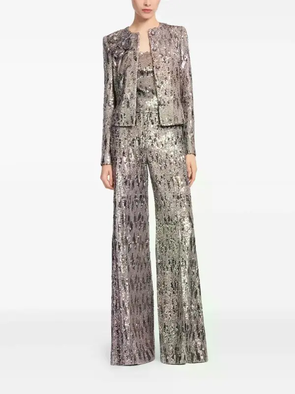Elie Saab Sequin-embellished Wide Leg Pants