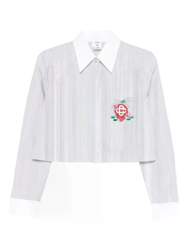 Casablanca Striped Embroidered Shirt - Neutrals