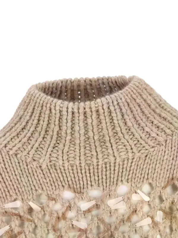Brunello Cucinelli Openwork Ribbed Sweater - Brown