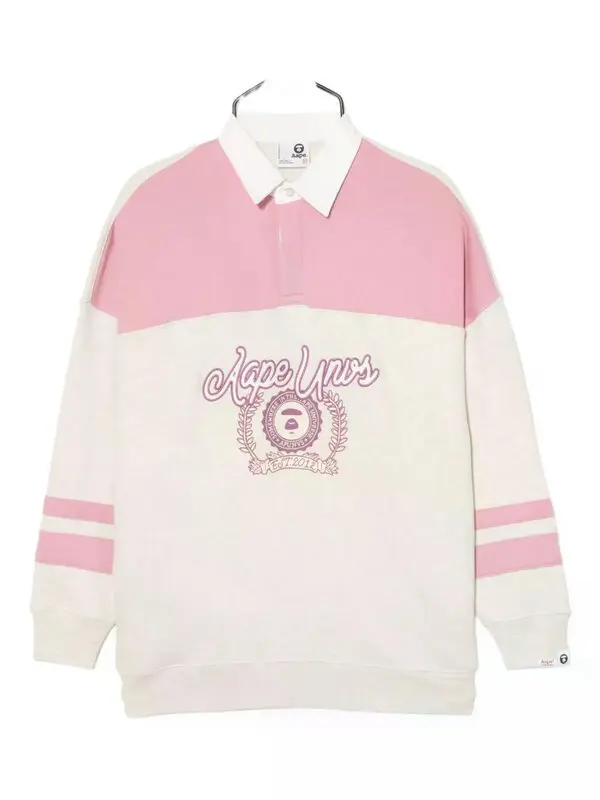A BATHING APE Embroidered-logo Cotton Polo Top - Neutrals